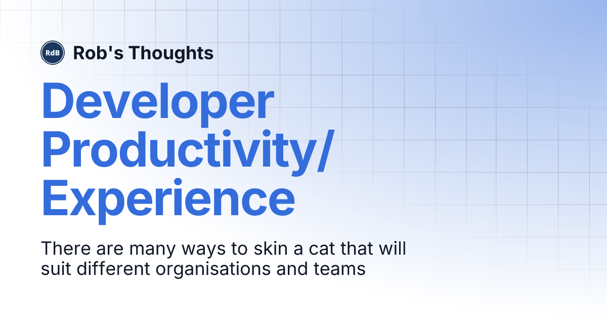 Developer Productivity/Experience | Rob's Thoughts